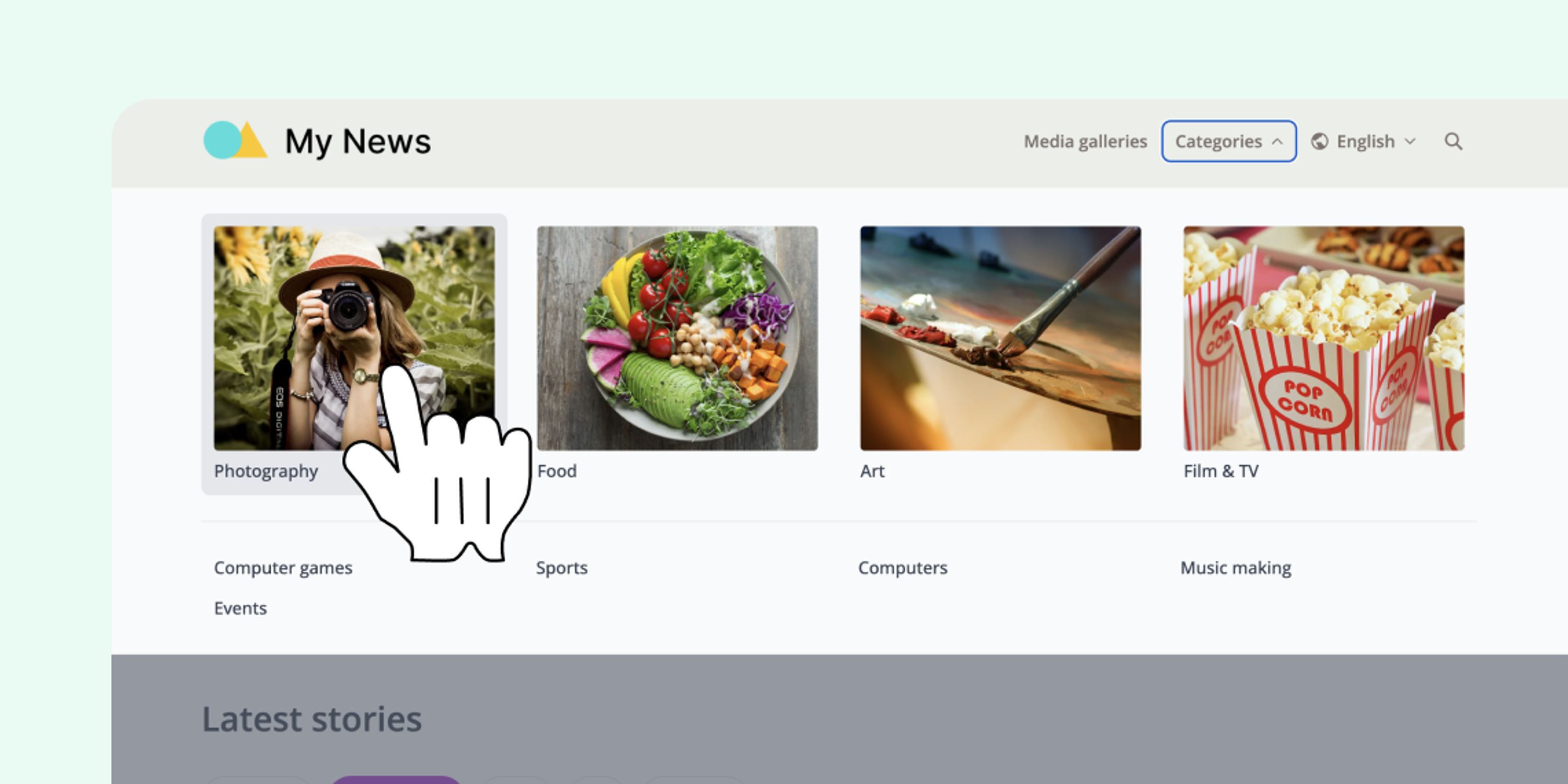 Highlighting stories with featured categories and category images in Bea