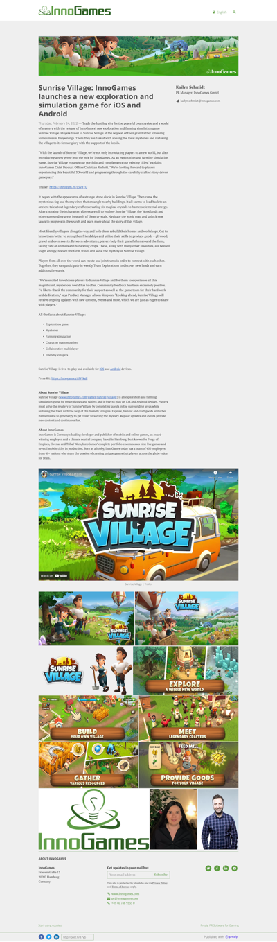 Gaming Press Release Examples