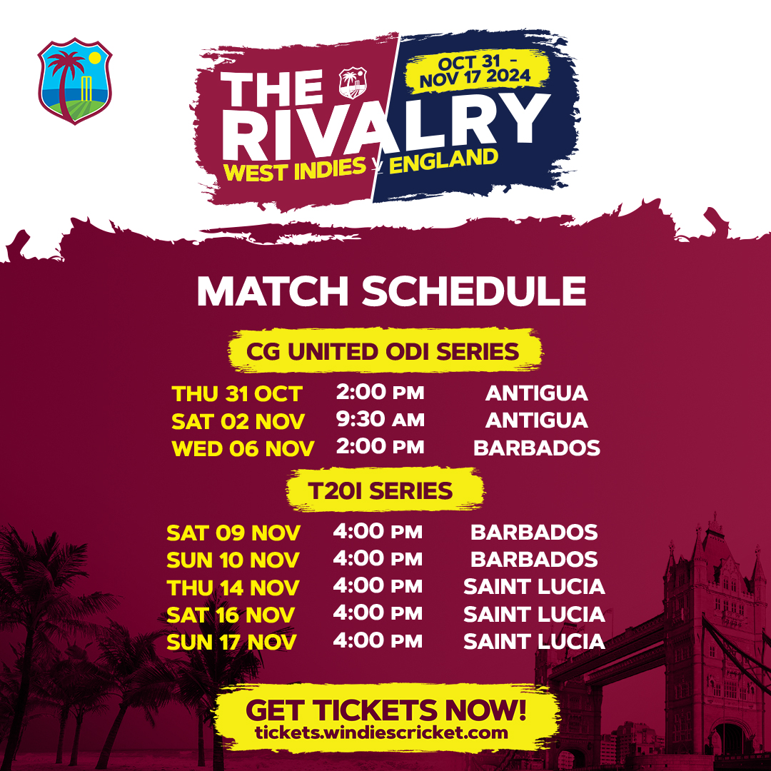 MEDIA ADVISORY: WI vs ENG Home Series