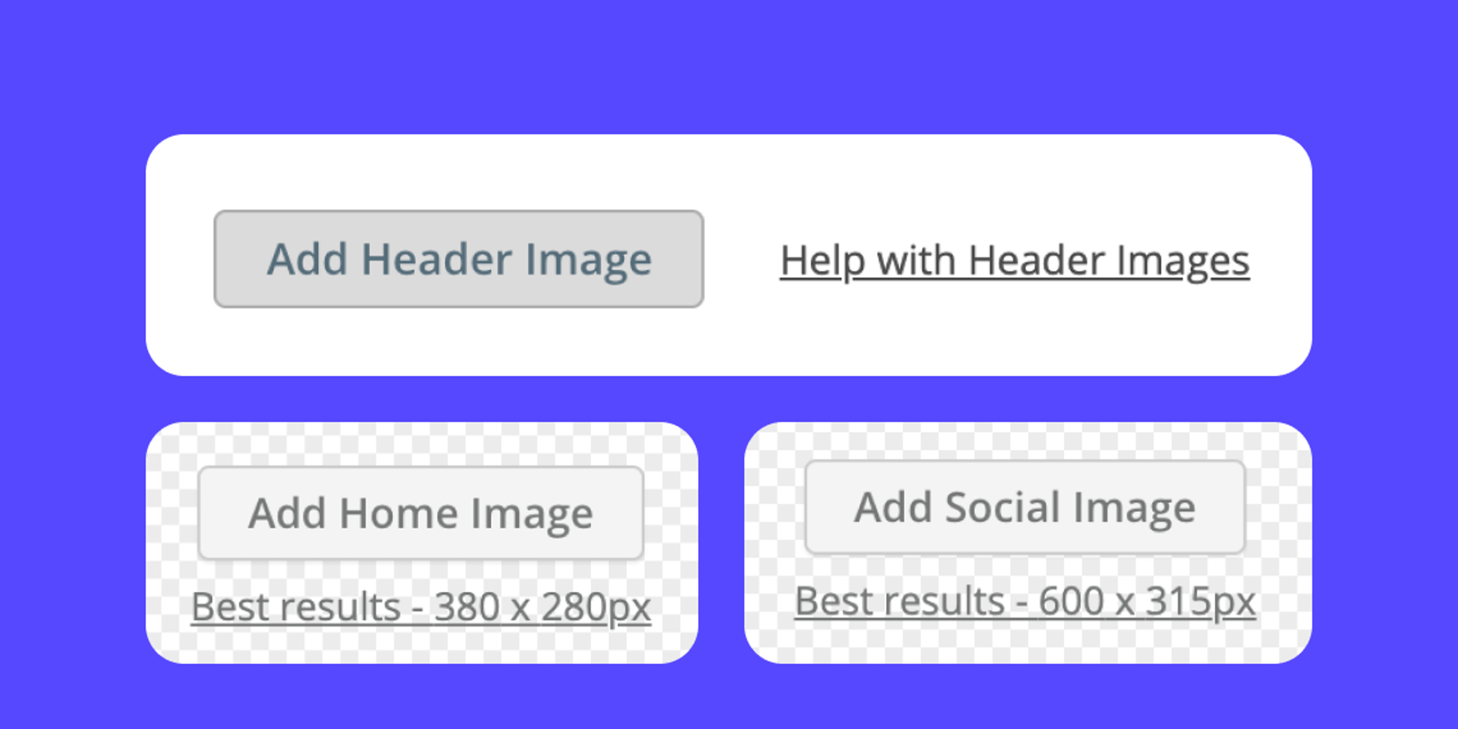 Setting the header image, cover image, and social image in your stories
