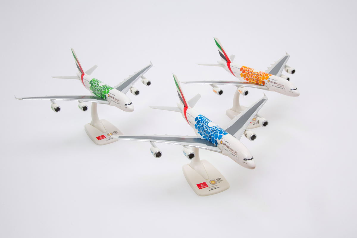 Emirates Expo 2020 themed livery aircraft model collection takes off. 15