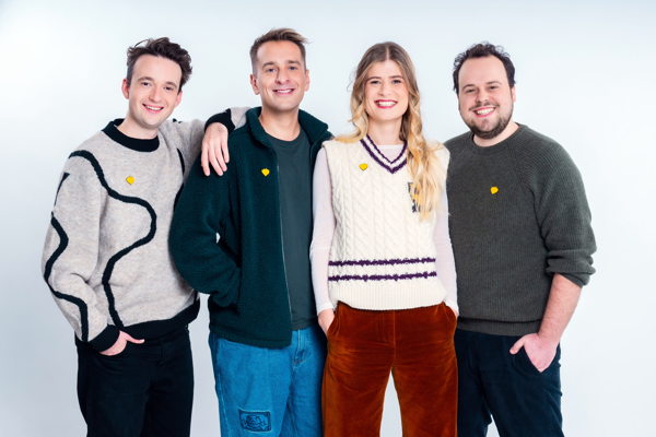 Eva, Sander, Sam en Robin presenteren De Warmste Week in Brugge