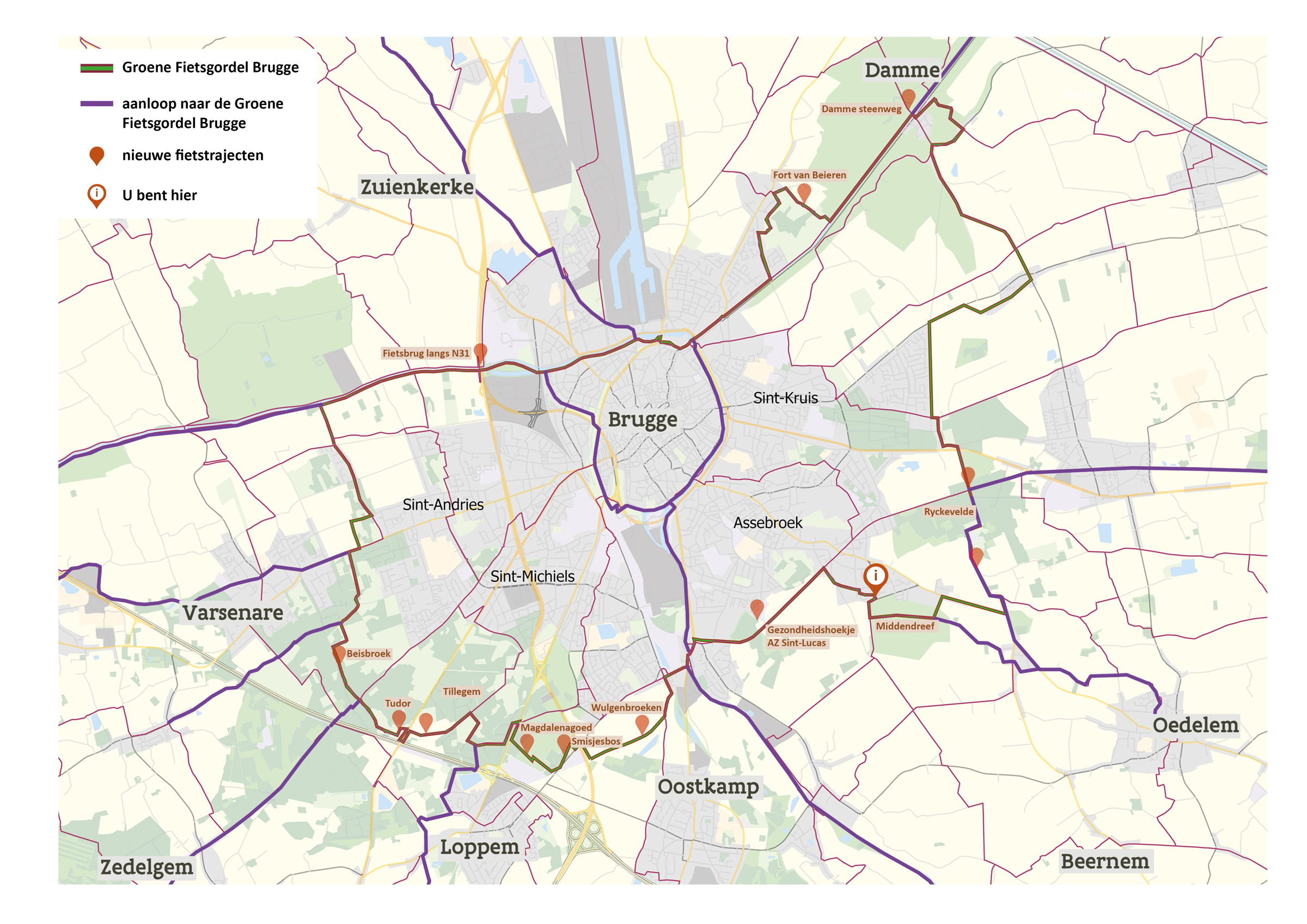 44 km fietsplezier langs de Groene Fietsgordel Brugge
