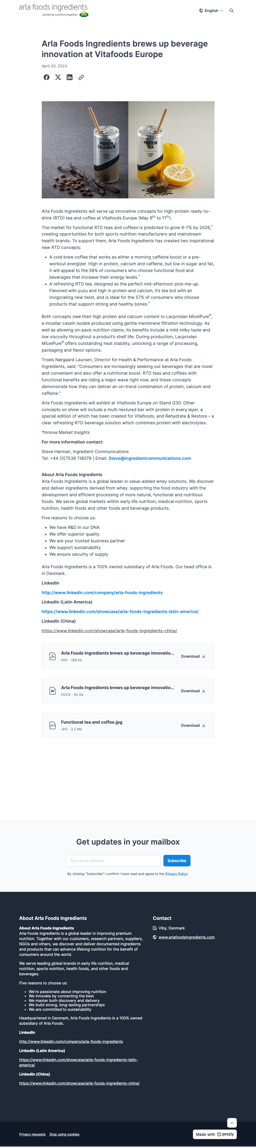 Food & Beverage Press Release Examples