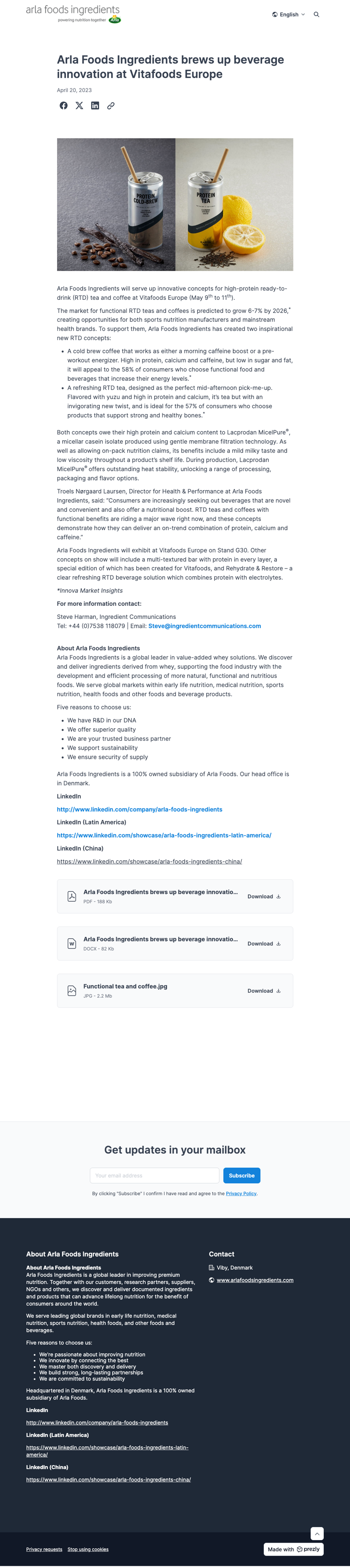 Food & Beverage Press Release Examples