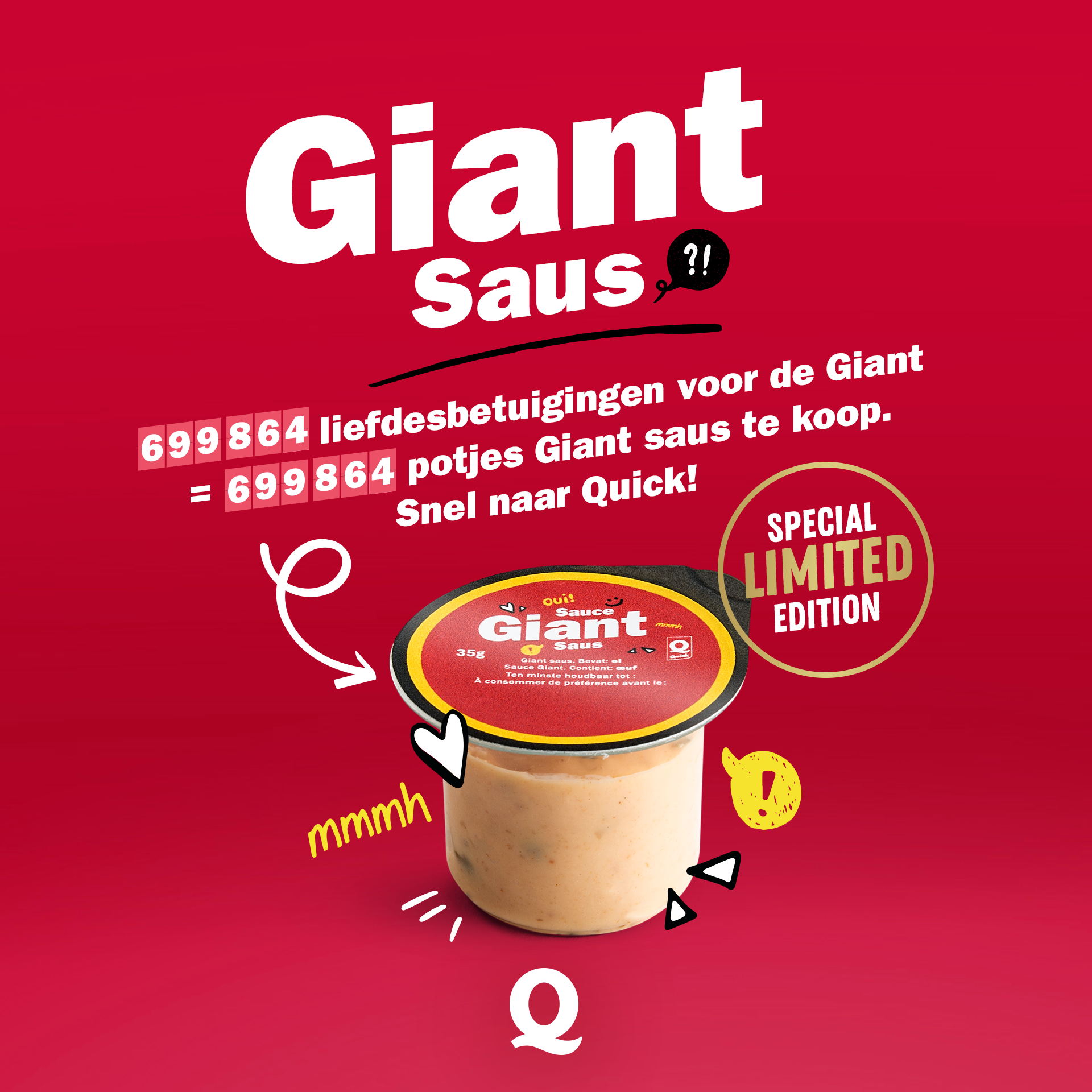 Uniek: Quick verkoopt voor het eerst losse potjes Giant-saus