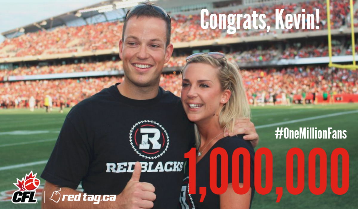 CORPORAL KEVIN RIDDELL BECOMES CFL’S ONE MILLIONTH FAN
