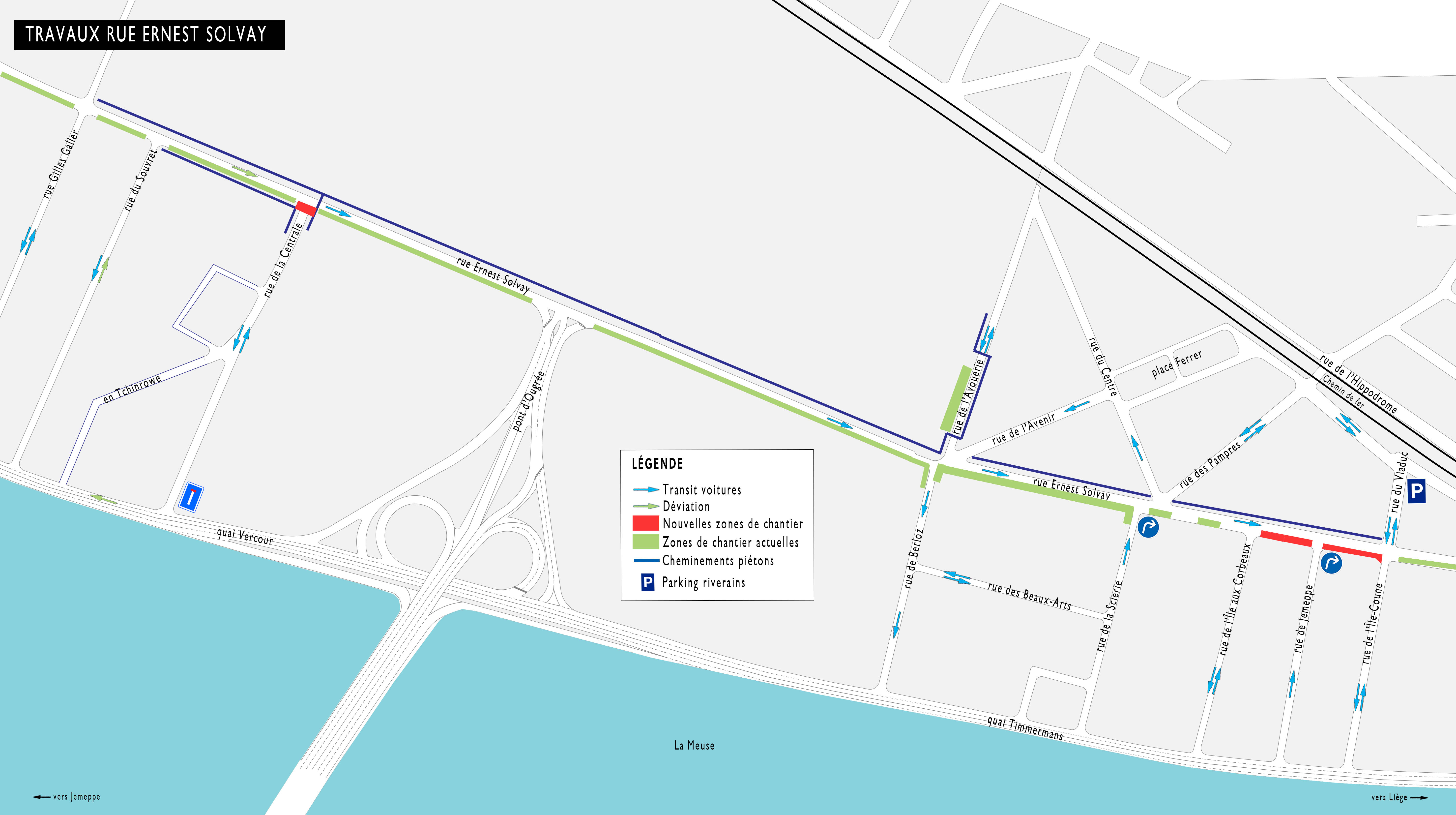 Tram de Liège : Travaux rue Ernest Solvay