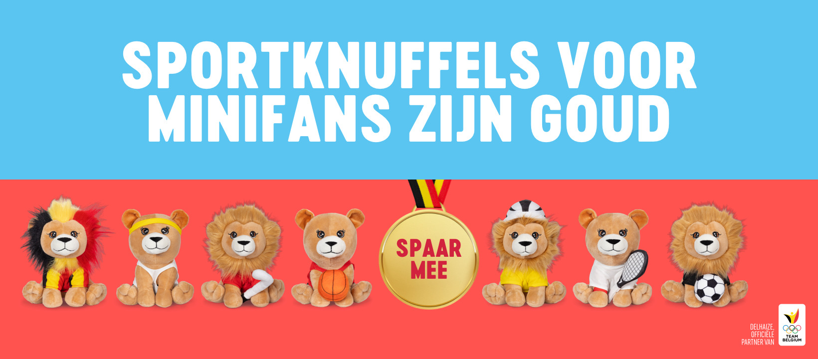 Delhaize spaaractie met een gouden randje: 7 sportieve knuffels te winnen