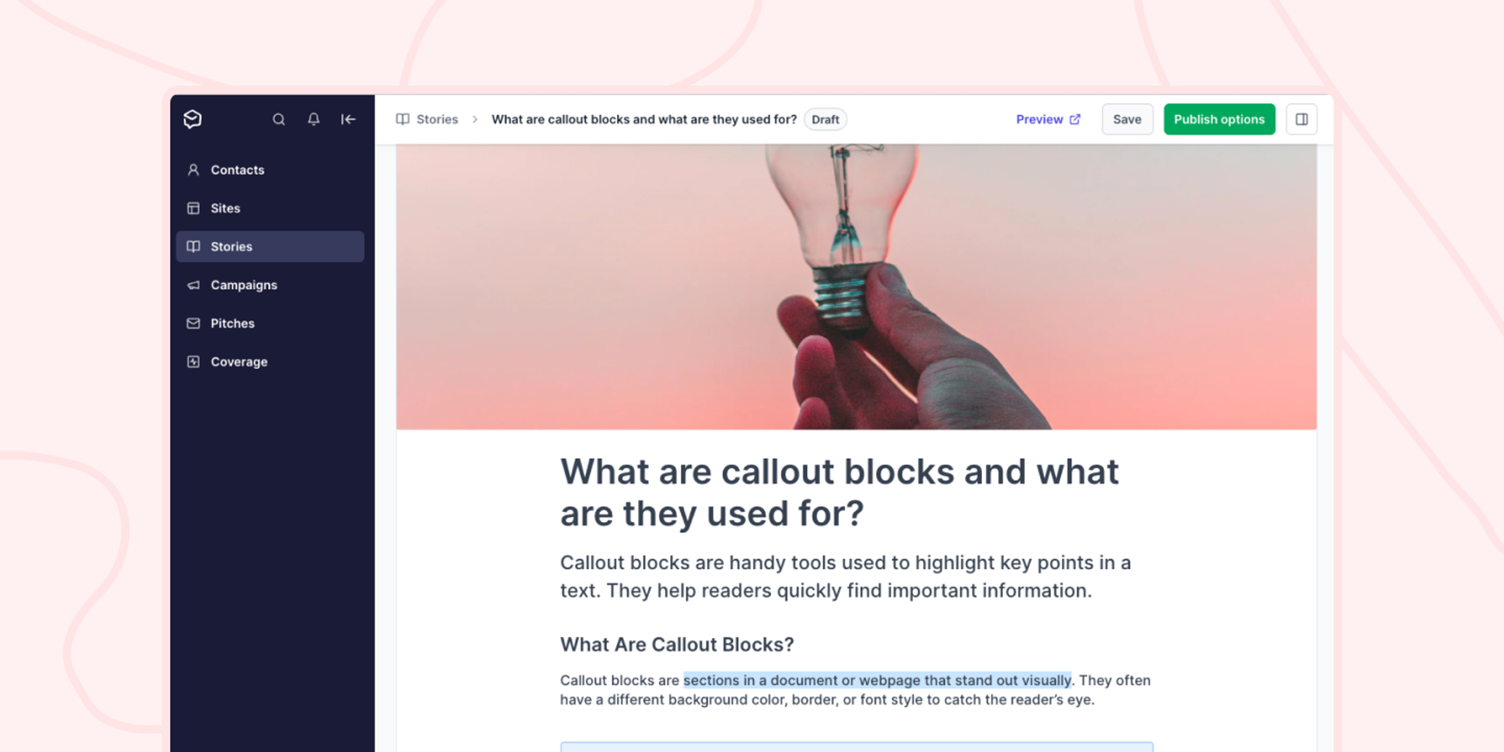 How to add a callout block and highlight text in your Stories ...