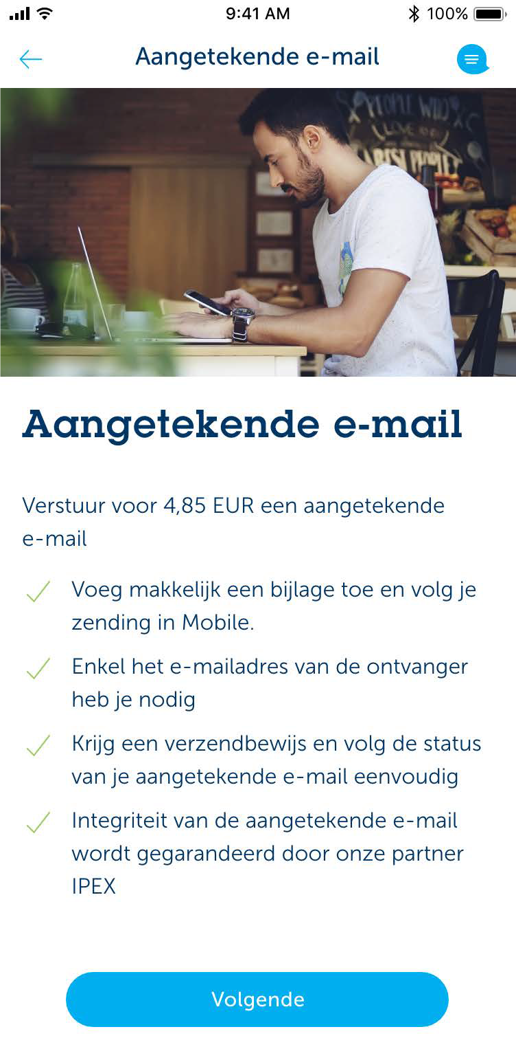 Rechtstreeks vanuit KBC/CBC Mobile een aangetekende e-mail versturen is ...