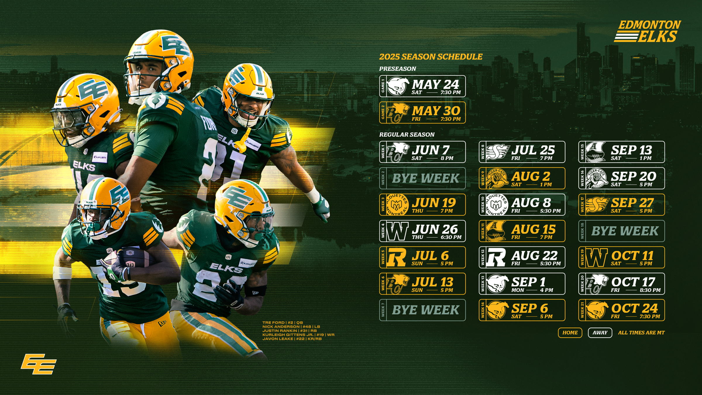 Elks 2025 schedule released